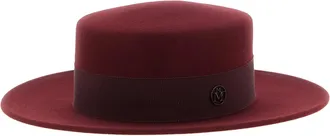 Maison Michel Wool Felt Boater Hat - Burgundy
