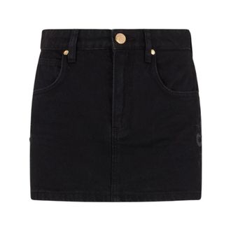Roberto Cavalli Denim Minirock mit Schlangenstickerei - - Skirts - Damen - Schwarzk - M