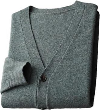 Generic Cardigan en laine mérinos solide pour homme avec col en V et col en V - Léger - Couleur unie - Couche de base, Army En8, 3XL