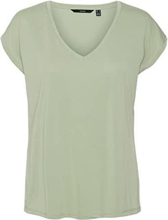 Vero Moda VMFILLI SS V-Neck Tee GA Noos T-Shirt, Ivoire (Reseda), M Femme