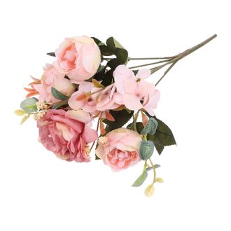 FOMIYES K&uuml;nstlicher Hortensien Blumenstrau&szlig; aus Stoff und Kunststoff 6 K&ouml;pfe Hellrosa Langlebige K&uuml;nstliche Blumen f&uuml;r Selbstgemacht Dekoration Florale Kunstp