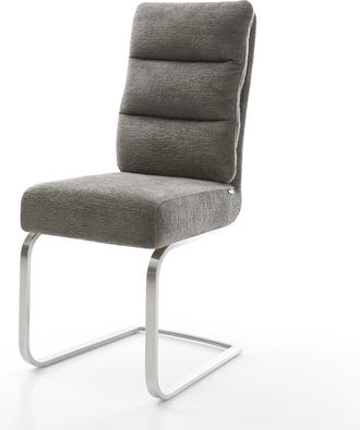 DELIFE Freischwinger Pela-Flex Boucl&eacute; Soft Schlamm Freischwinger flach Edelstahl Taschenfederkern, Esszimmerst&uuml;hle