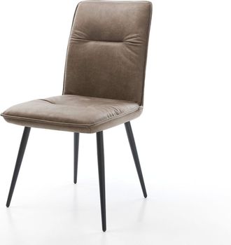 DELIFE Esszimmerstuhl Vinjo-Flex Mikrofaser Taupe Vintage 4-Fuß konisch Schwarz, Esszimmerstühle