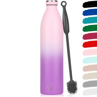 Milu Edelstahl Trinkflasche 350ml, 500ml, 750ml, 1L, 1,5L - Thermosflasche für Kinder Erwachsene auslaufsicher Isolierflasche Kohlensäure geeignet- inkl. R