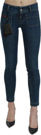 Dolce & Gabbana Femme, Jeans, Bleu, Taille: 36 FR Jean Slim Cropped Taille Mi-Haute en Denim