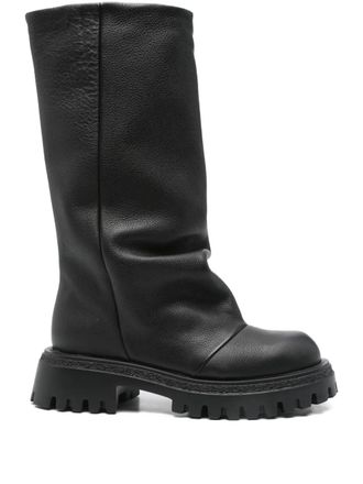 Gisèl moirè bottes en cuir de veau 40 mm - Noir