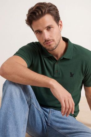 Trendyol MAN Herren Khaki Bestickt Kurz Regular Fit Poloshirts
