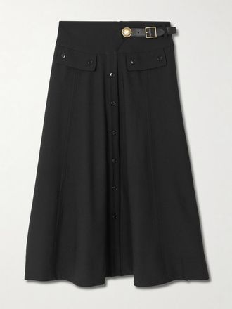 Maison Mayle Kit Midirock Aus Webstoff Mit Lederbesatz Und Verzierung - Schwarz