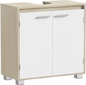 Vasagle Meuble sous Lavabo, Meuble de Salle de Bain, 2 Compartiments derri&egrave;re Les Portes, pour Divers Types de Lavabos, avec Pieds, 30 x 60 x 60 cm, Beige Nat