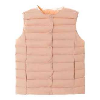 Generic Doudoune sans manches pour femme, pliable, l&eacute;g&egrave;re, boutonn&eacute;e, matelass&eacute;e, rose, taille XL