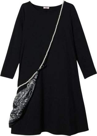 Oltre Femme, Robes, Noir, Taille: 44 FR Robe &Eacute;vas&eacute;e avec D&eacute;tail Foulard