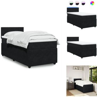 vidaXL Boxspringbett mit Matratze Schwarz 90x190 cm Samt - Boxspringbett - Boxspringbetten - Bett - Bett Mit Stauraum