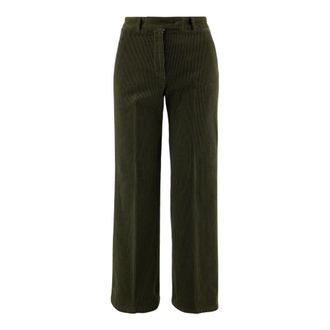 Ql2 Quelledue Teodora Stretch Cotton Velvet Hose - - Trousers - Damen - Gr&uuml;n - M