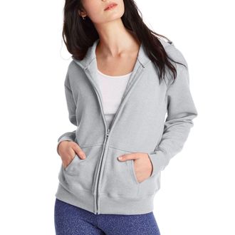 Hanes Damen, EcoSmart Fleece Full Hoodie, Zip Up Hooded Sweatshirt for Women Jacke zum Aufwärmen oder Laufen, Leichter Stahl, XX-Large