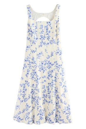 Next Midikleid Midikleid mit Kastenausschnitt und Ballonsaum (1-tlg)