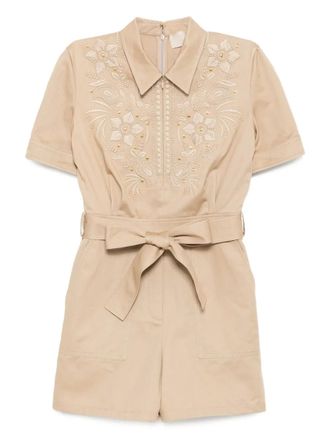 Elie Saab combinaison à broderies - Tons neutres