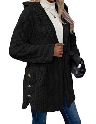 Generic Cardigan &agrave; capuche en jacquard, manches longues, v&ecirc;tement dext&eacute;rieur en tricot chaud pour lautomne et lhiver, pour un usage quotidien d&eacute;contract&eacute; et l