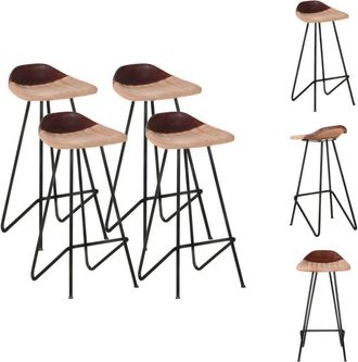 vidaXL Vidaxl - Barhocker 4 Stk. Braun Echtleder - Industrieller Barhocker - Echtleder Barhocker - Barhocker Set - Brauner Barhocker - Wohnzimmer Dekoration