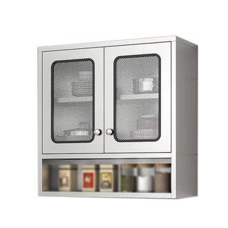 Generic K&uuml;chenh&auml;ngeschrank mit Verst&auml;Rkter Maschent&uuml;R 304 Wandschrank aus Edelstahl Verstellbare Einlegeb&ouml;den Magnetverschluss Mehrzweckschrank f&uuml;r Bad und K&uuml;