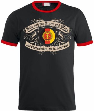 Spass Kostet Herren M&auml;nner T-Shirt H&uuml;te Dich vor Sturm und Wind und Ostdeutschen DDR NVA