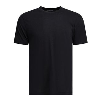 Tom Ford Homme, Tops, Noir, Taille: M Lyocell Cotton Crew Neck T-Shirt