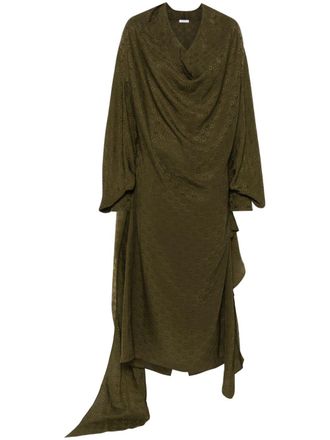Ferragamo robe volant&eacute;e en soie &agrave; design asym&eacute;trique - Vert