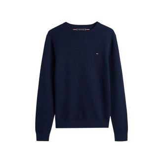 Tommy Hilfiger Pullover mit Rundhalsausschnitt und Strukturstrick - - Knitwear - Herren - Blau - XL