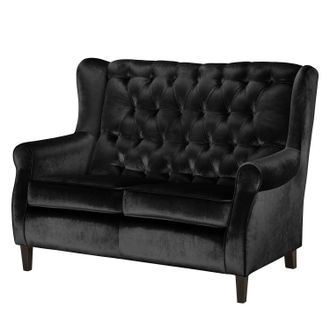 Maison Belfort home24 2-Sitzer Sofa Schwarz/Schwarz Samt Gala 146 x 102 x 85cm Glamour