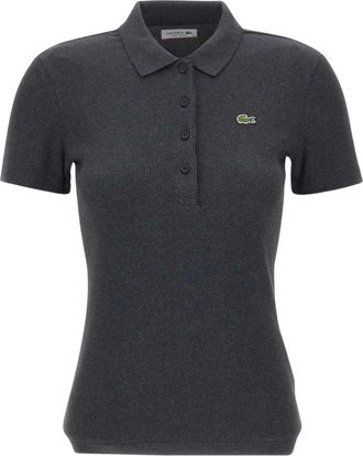 Lacoste Polo L.12.D en coton c&ocirc;tel&eacute; coupe ajust&eacute;e - Femme - Tops - Gris - Taille: 42 FR