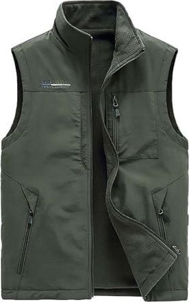 Generic Gilet de sport dhiver pour homme - Gilet polaire sans manches pour homme - Col montant - Gilet dhiver - Coupe ajust&eacute;e - Veste softshell avec poches - 