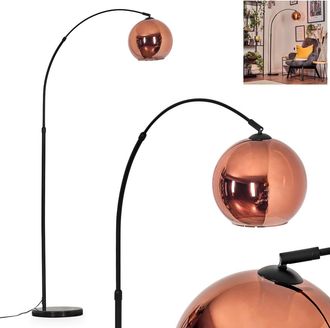 HOFSTEIN Stehleuchte Koyoto, Stehlampe aus Metall/Glas in Schwarz/Kupferfarben mit Marmorfu&szlig;, verstellbare Leuchte im Retro-Design (Schirm &Oslash; 25 cm), Fu&szlig;schalte