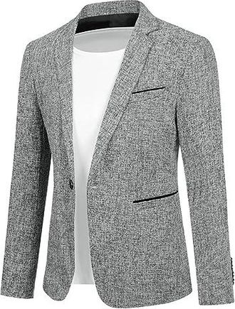 AlltheMen Blazer Homme Un Bouton Slim Fit Veste de Costume Casual Elégant Formel pour Mariage 5518 Gris S