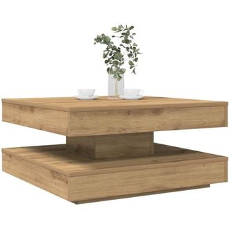 vidaXL vidaXL Table basse rotative à 360 degrés chêne artisanal 70x70x34,5 cm