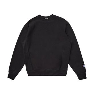 Champion SweaT-shirt col rond noir avec logo au poignet - Homme - Sweatshirts et sweats &agrave; capuche - Noir - Taille: L