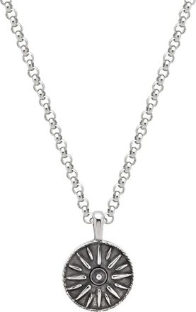 Nialaya Homme, Accessoires, Gris, Taille: M Ancient Sun Pendant Necklace
