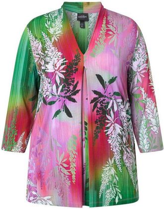 Ulla Popken T-Shirt Slinky-Shirt A-Linie Kelchkragen V-Ausschnitt