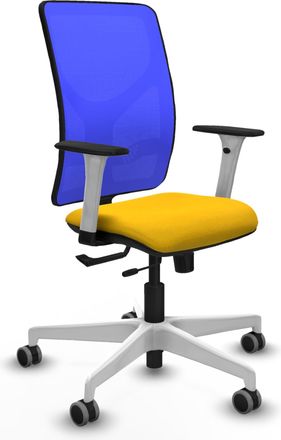 Piqueras y Crespo Verstellbarer Lendenwirbelstuhl mit wei&szlig;en und schwarzen Armlehnen, ausgestattet mit Syncro/Traslack und Schneideschaum, mit Rollen von 65 mm, Parkett