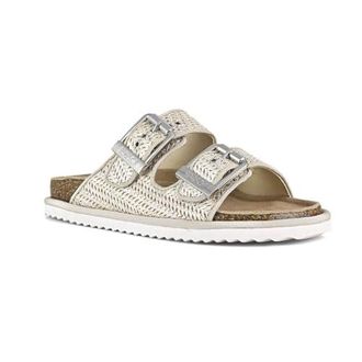 Colors Of California Sandales/Mules Plates Femme Argent M&eacute;tallis&eacute; Bout Ouvert, Confortables (Syst&egrave;me Taille Chaussures EU, Adulte, Femme, Num&eacute;rique, Moyen, 38)