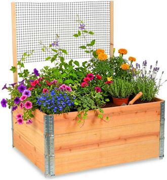 Relaxdays Relaxdays Hochbeet mit Rankhilfe, modular, Holz, f&uuml;r Kletterpflanzen, Pflanzkasten, HBT: 118x120x80 cm, Garten, natur