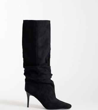 Simmi London Simmi London bottes hauteur genou Reece fronc&eacute;es en su&eacute;dine noire coupe large
