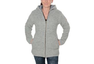 Kunst und Magie Kapuzenstrickjacke Klassische Damen Strickjacke Wolle Jacke+Fleecefutter und Kapuze