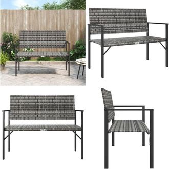 vidaXL Gartenbank 2-Sitzer Grau Poly Rattan - Gartenbank - Outdoor M&ouml;bel - Balkonm&ouml;bel - Terrassenm&ouml;beln - Rattan Gartenm&ouml;bel - Home & Living