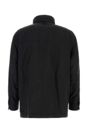 Ferragamo Mens Black Wool Blend Padded Jacket Neronerowhite-Multicolor Wv-Pa Giubbini