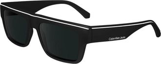 Calvin Klein Jeans Homme, Accessoires, Noir, Taille: 55 MM Lunettes de soleil rectangulaires modifi&eacute;es