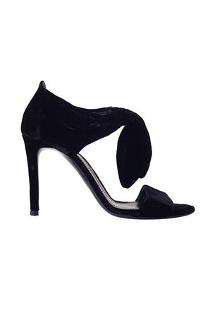 Giorgio Armani Black Velvet Bow Trim Sandals Size 39