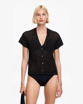 Arket Geh&auml;kelte Strickjacke -Schwarz