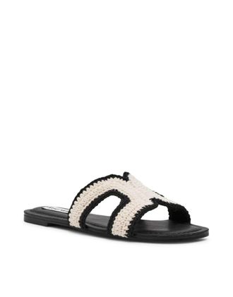 Steve Madden Zarnia - Sandales plates en raphia - Noir et cr&egrave;me-Neutre