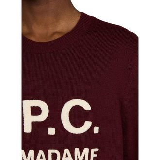 A.P.C. Pull droit &agrave; logo en laine vierge