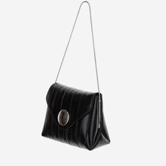 Khaite Womens Bobbi Leather Shoulder Bag Black Aguilla