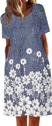 Generic Robe Longue Hiver Grande Taille pour Femmes avec Robe &agrave; Poches Robe A Capuche Hiver (Blue, XXXXXL)